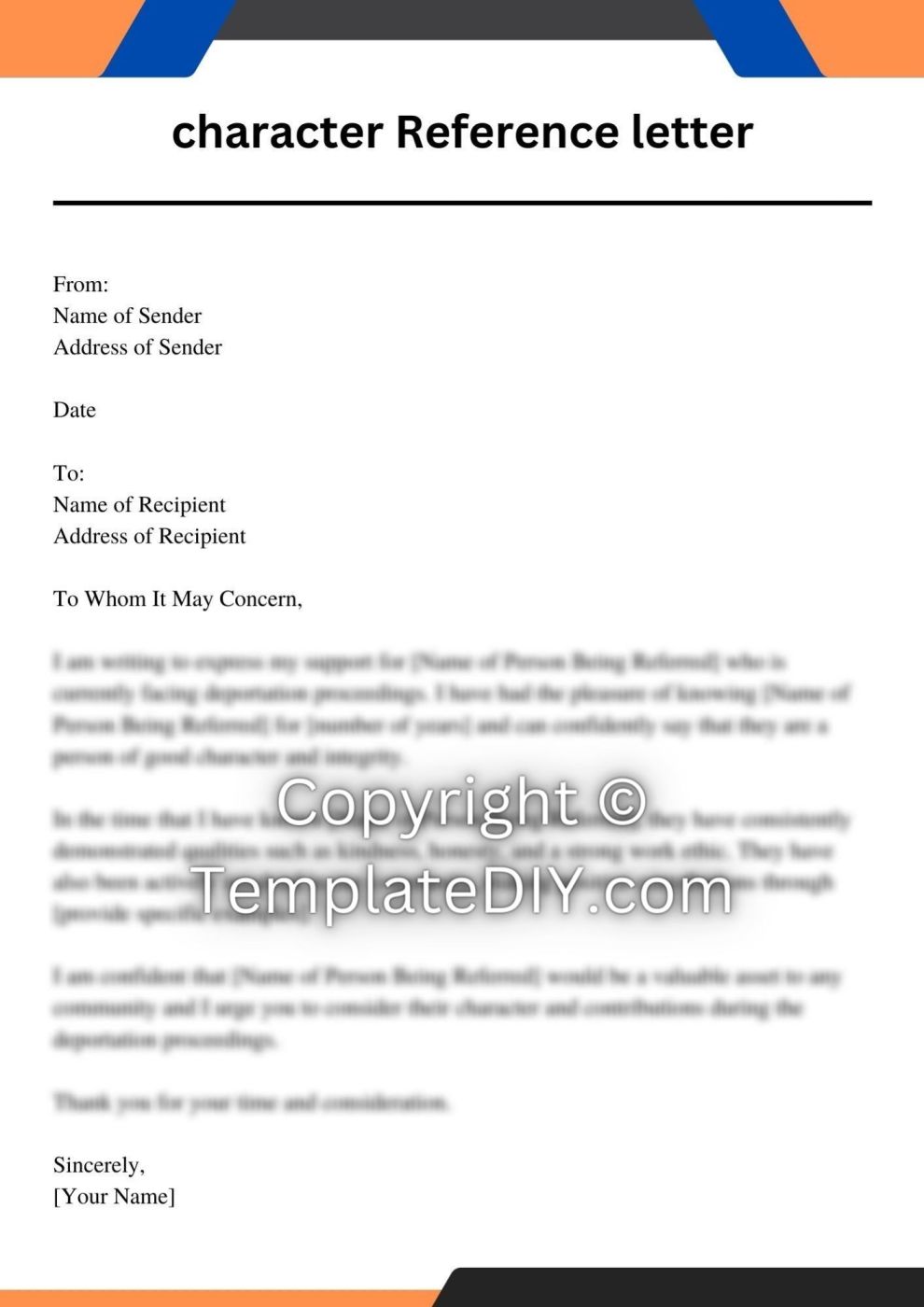 Character Reference Letter For Deportation Hearing Sample