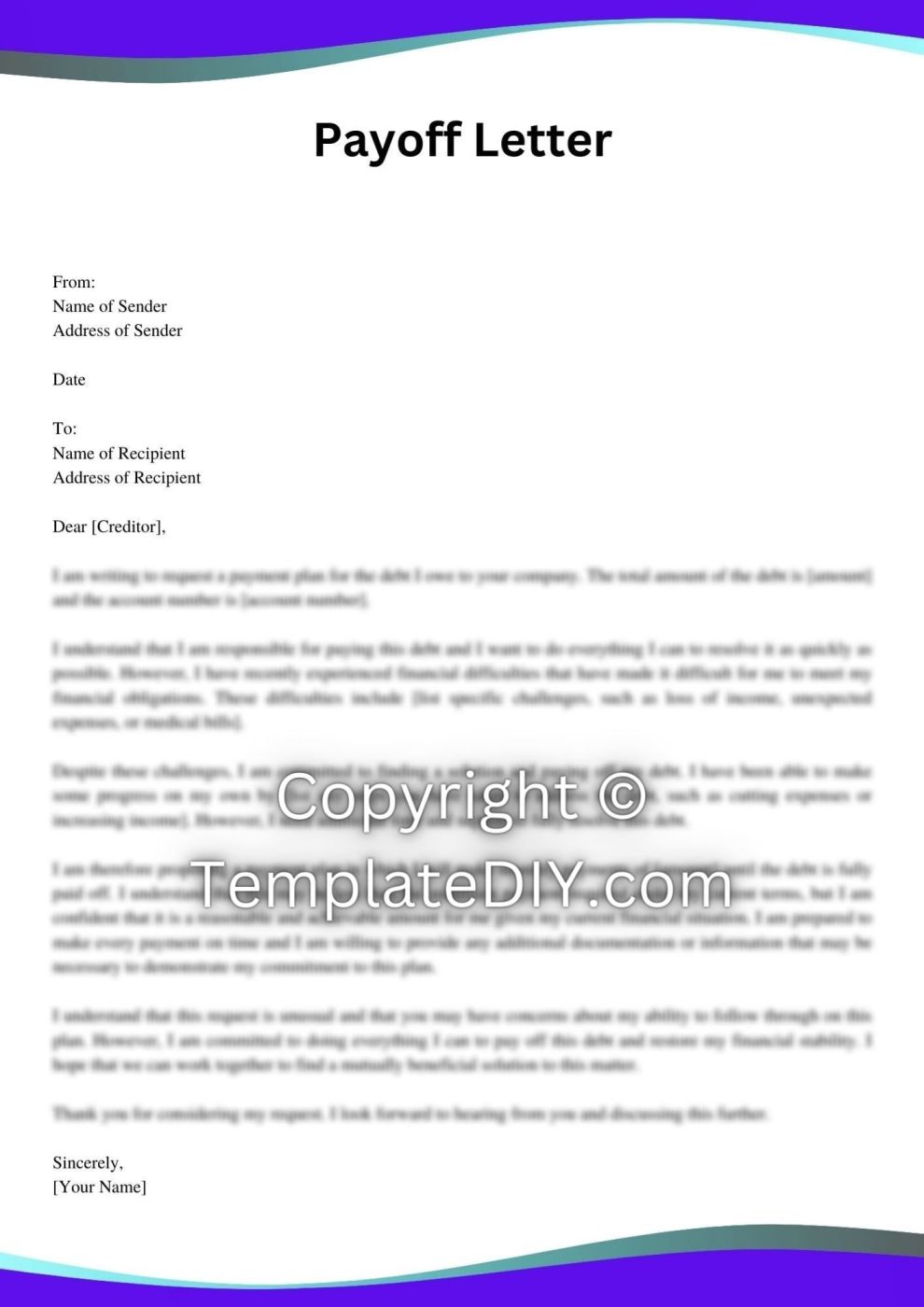 Debt Payoff Letter Sample Template with Examples [Word]