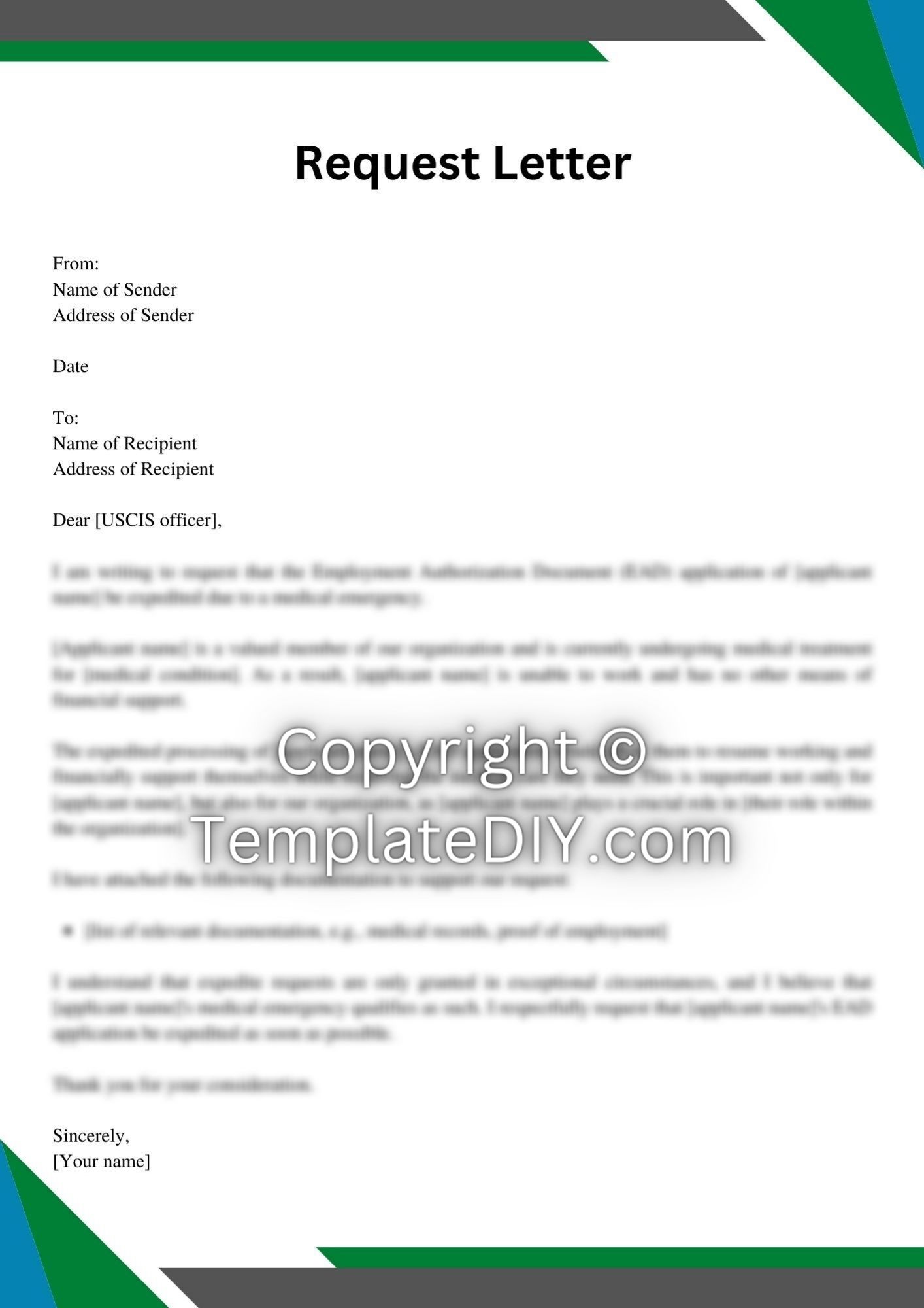 Ead Expedite Request Letter For Medical Emergency In Pdf Word