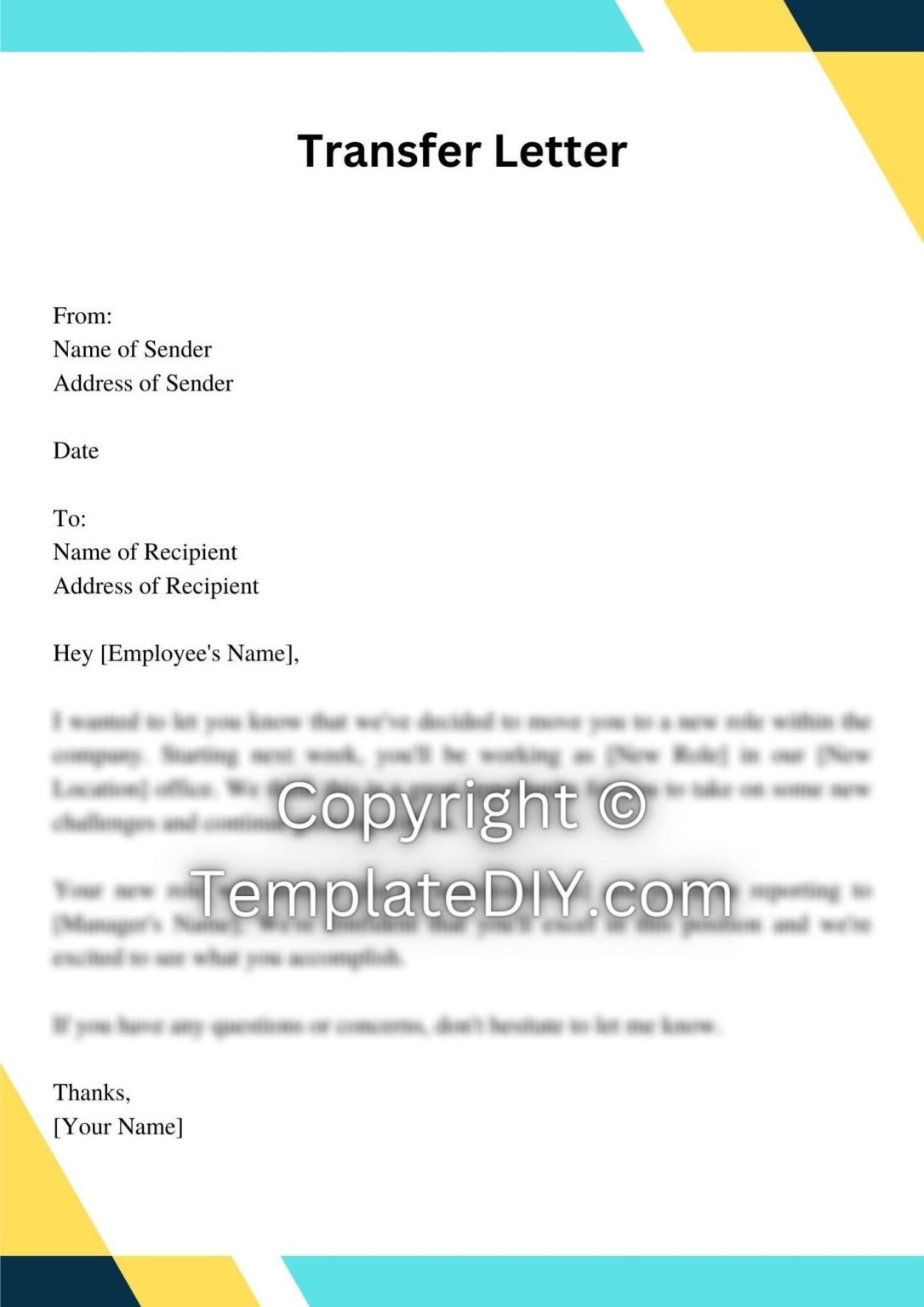Employee Internal Transfer Letter Sample with Examples