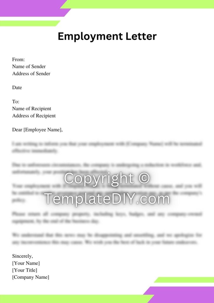 Employment Termination Letter Sample with Examples [Word]