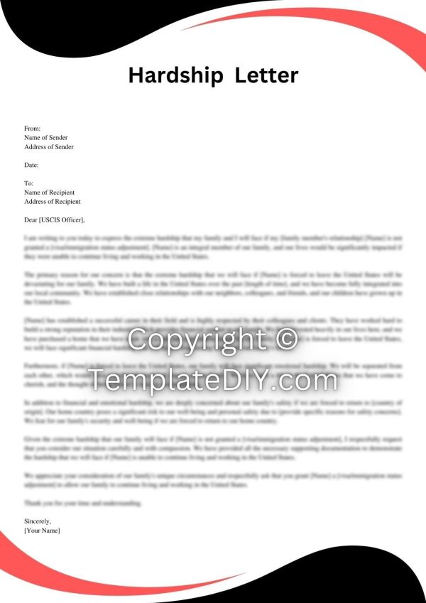 Customizable Extreme Hardship Letter Template Online