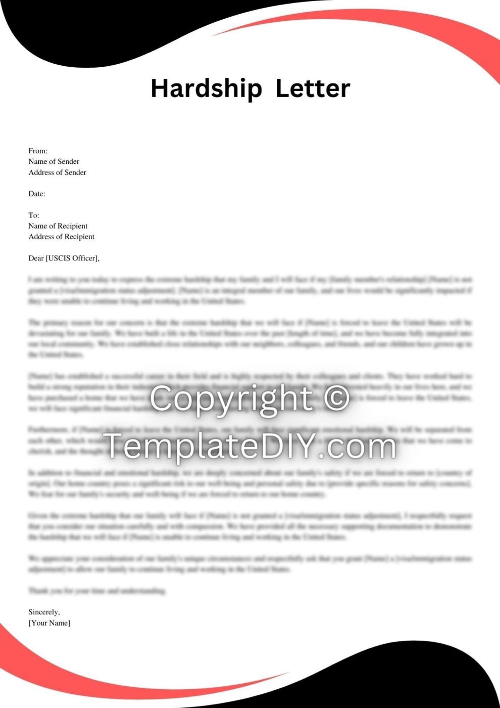 Customizable Extreme Hardship Letter Template Online