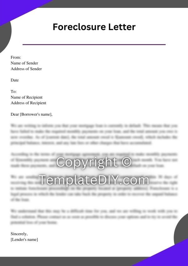 Foreclosure Demand Letter Sample Template Examples [Word]