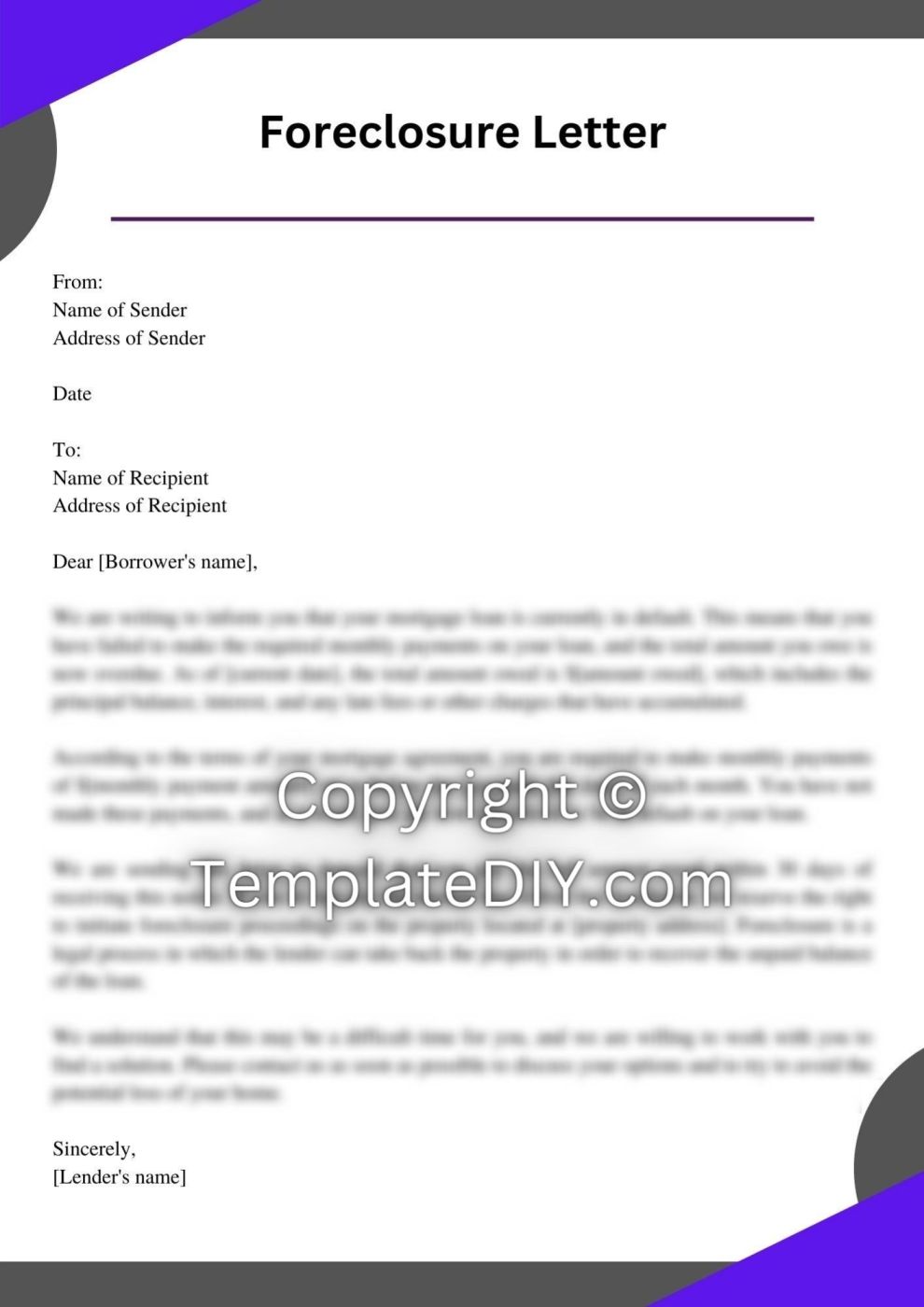 Foreclosure Demand Letter Sample Template Examples [Word]