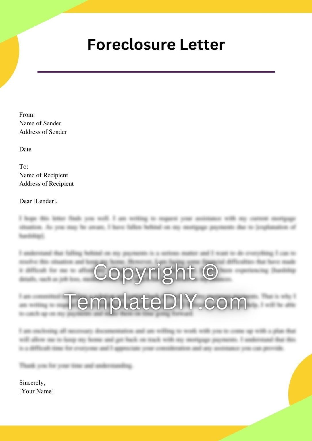 Foreclosure Hardship Letter Sample with Examples [Word]