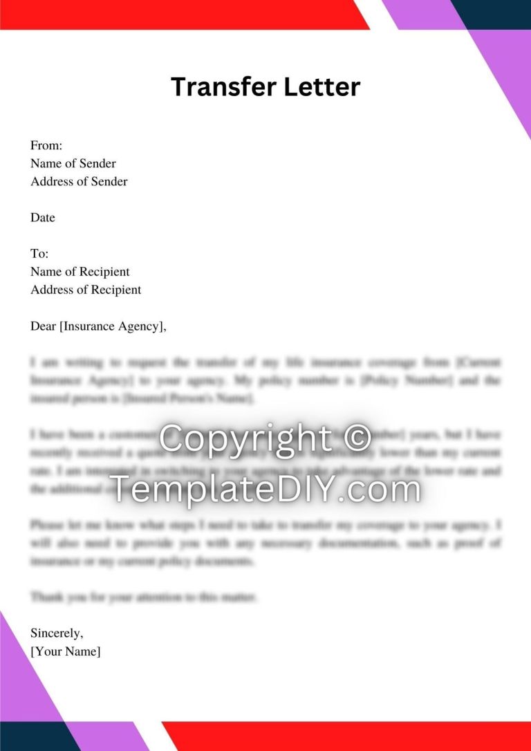 Insurance Agency Transfer Letter Template | Templatediy