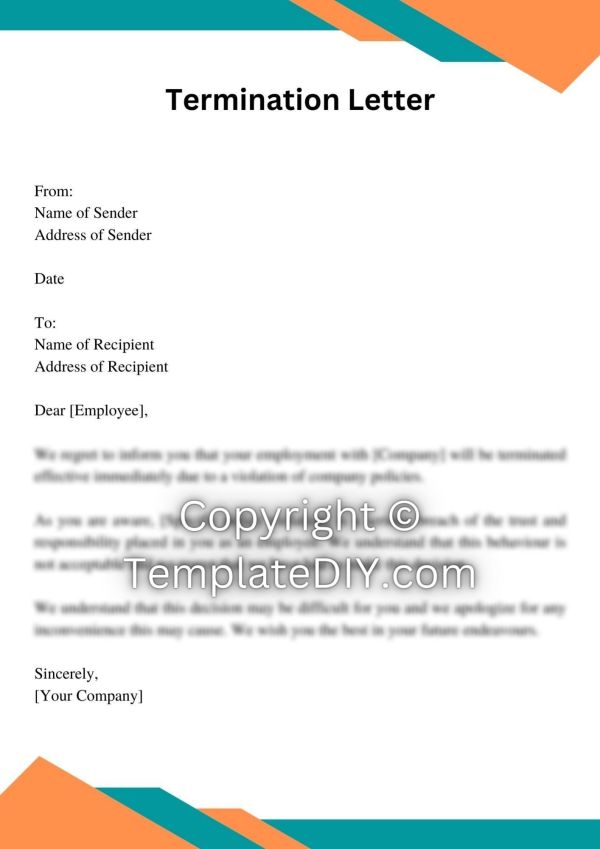 Job Termination Letter Sample with Examples [Word]