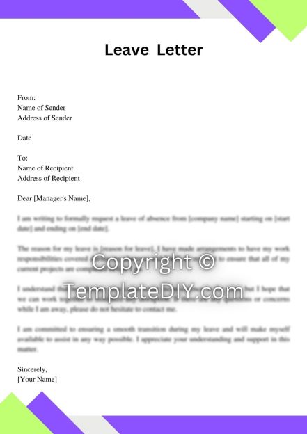 Leave Letter to Manager Sample and Examples [Word Editable]