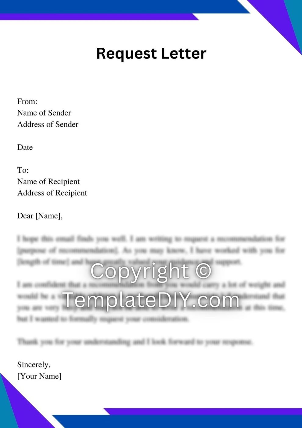 Sample Letter Requesting Recommendation with Examples