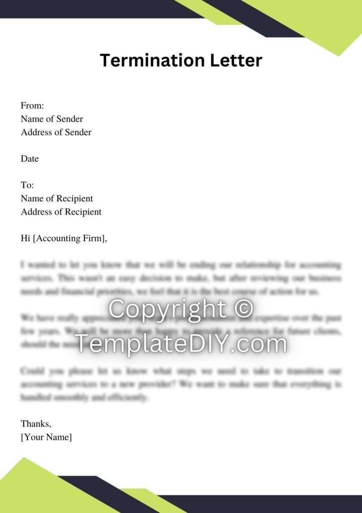 Letter Termination of Accounting Services Sample [Word]