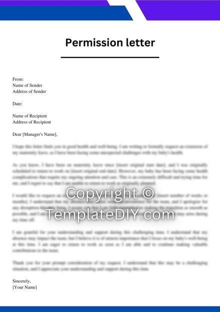 Download Baby Care Maternity Leave Extension Letter Sample