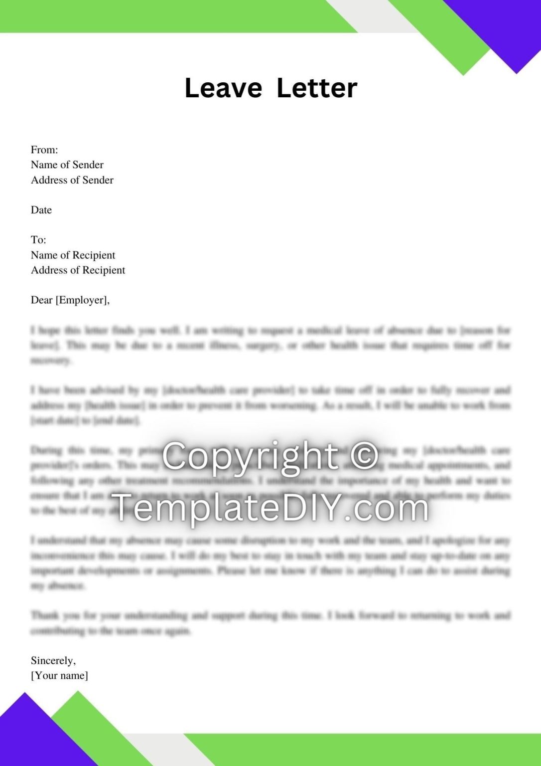 Medical Leave Letter Sample with Examples [Word Editable]