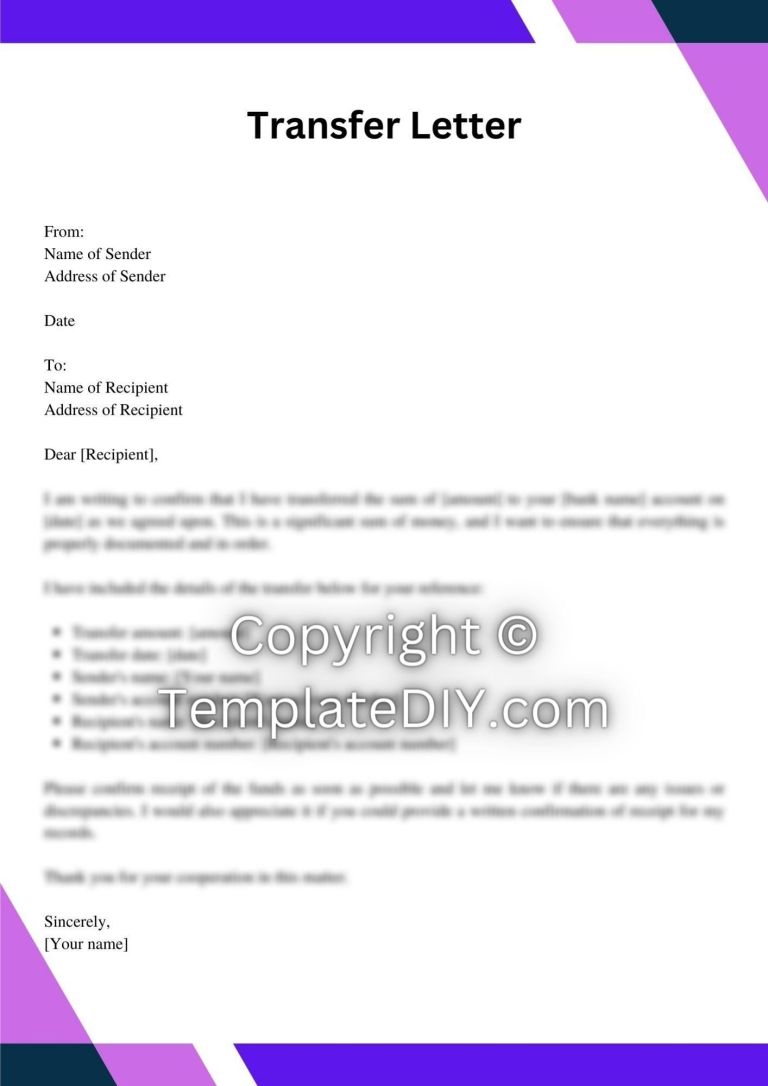 Money Transfer Confirmation Letter Sample with Examples Word