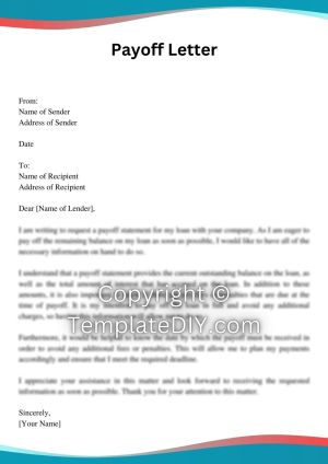 Payoff Request Letter Template | PDF Sample & Example