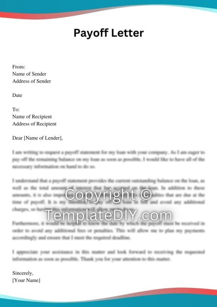 Payoff Request Letter Template | PDF Sample & Example