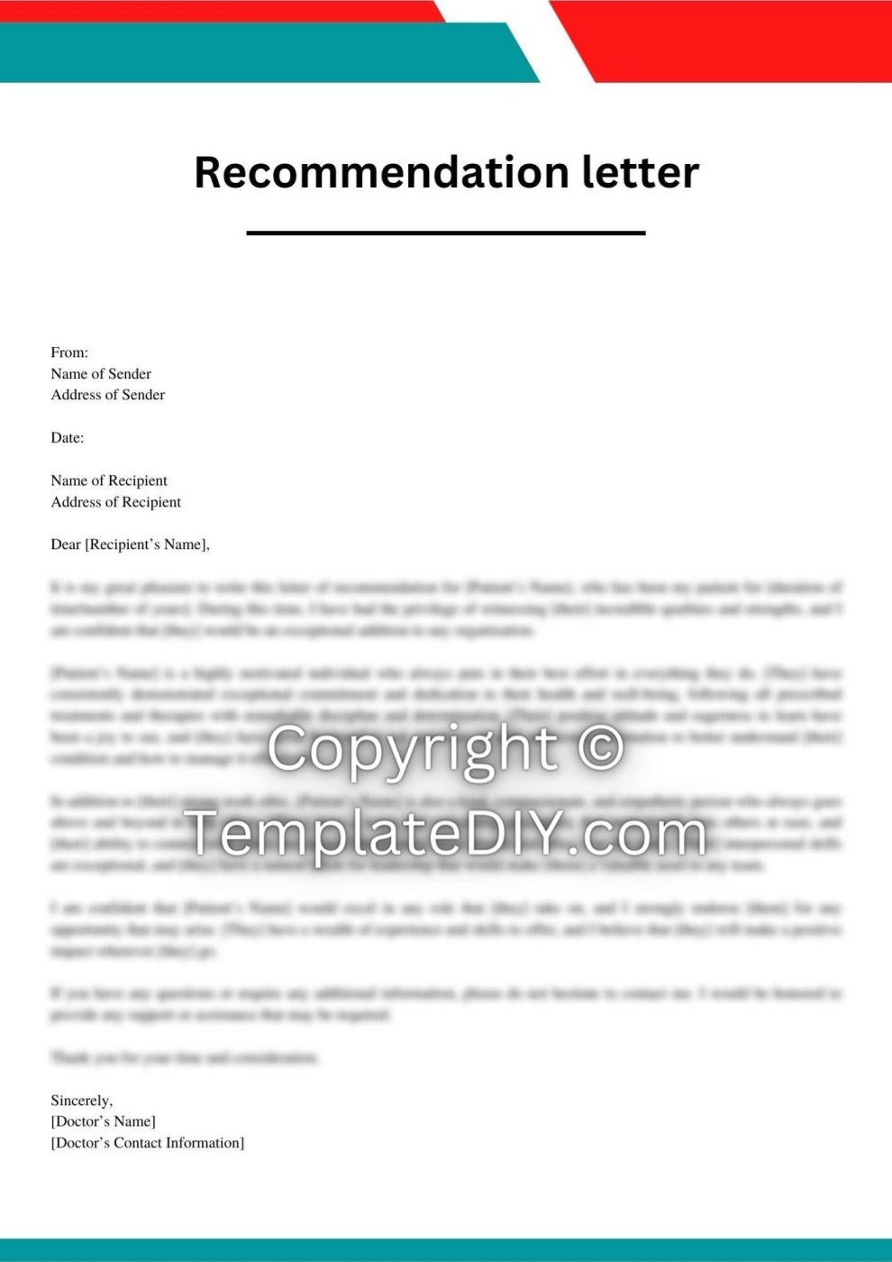 Physician Recommendation Letter Sample with Examples [Word]