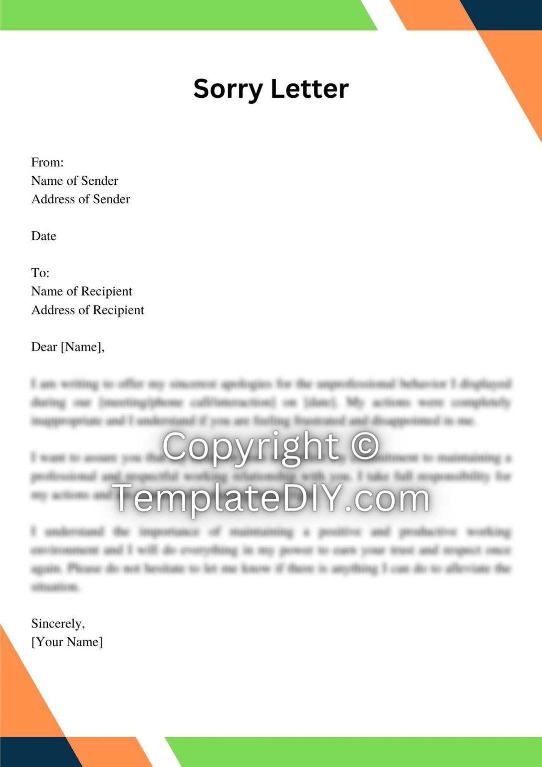 Professional Sorry Letter Sample with Examples [Word]