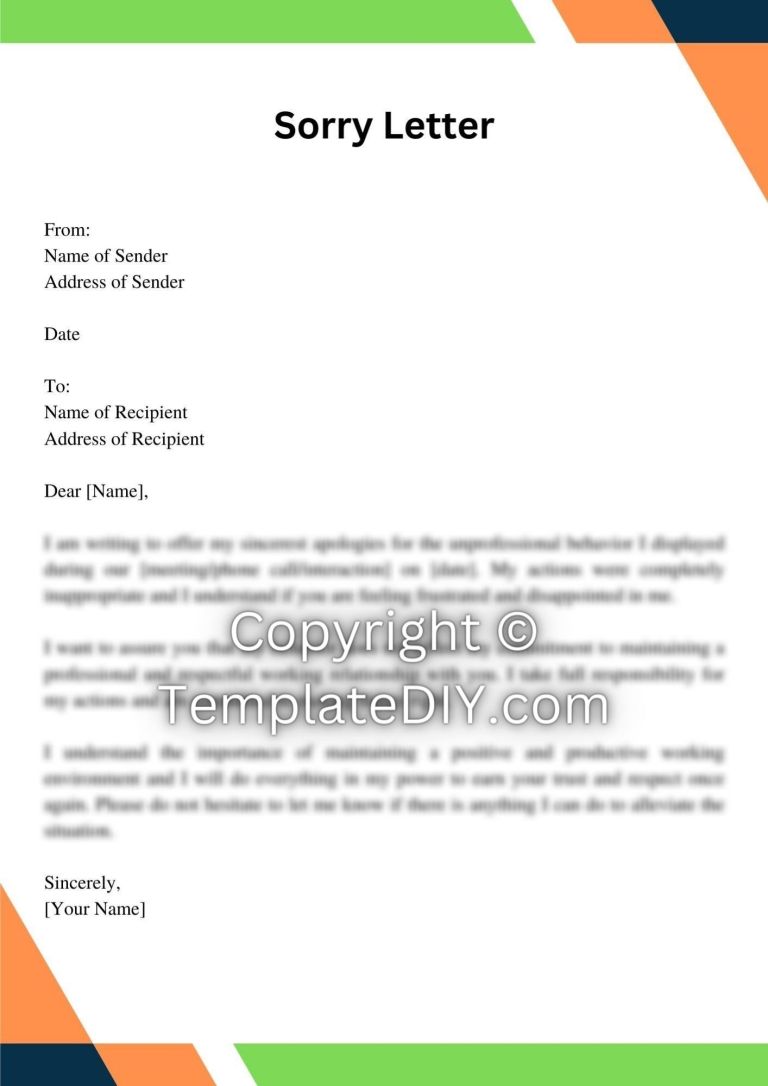 Professional Sorry Letter Sample with Examples [Word]