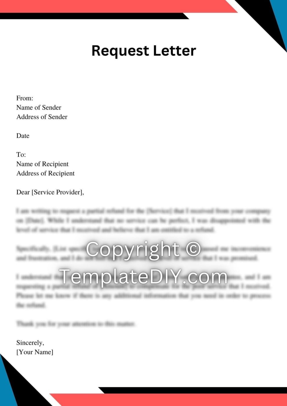 Refund Request Letter Template | Editable & Professional