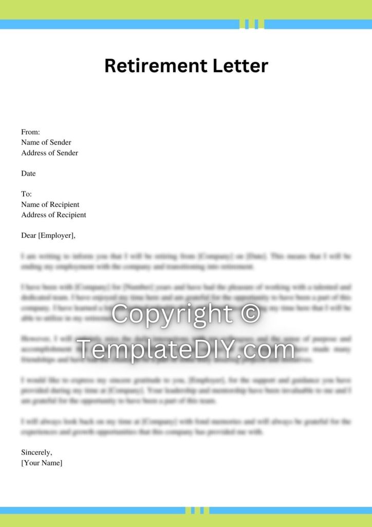 Retirement Letter to Employer Sample with Examples [Word]