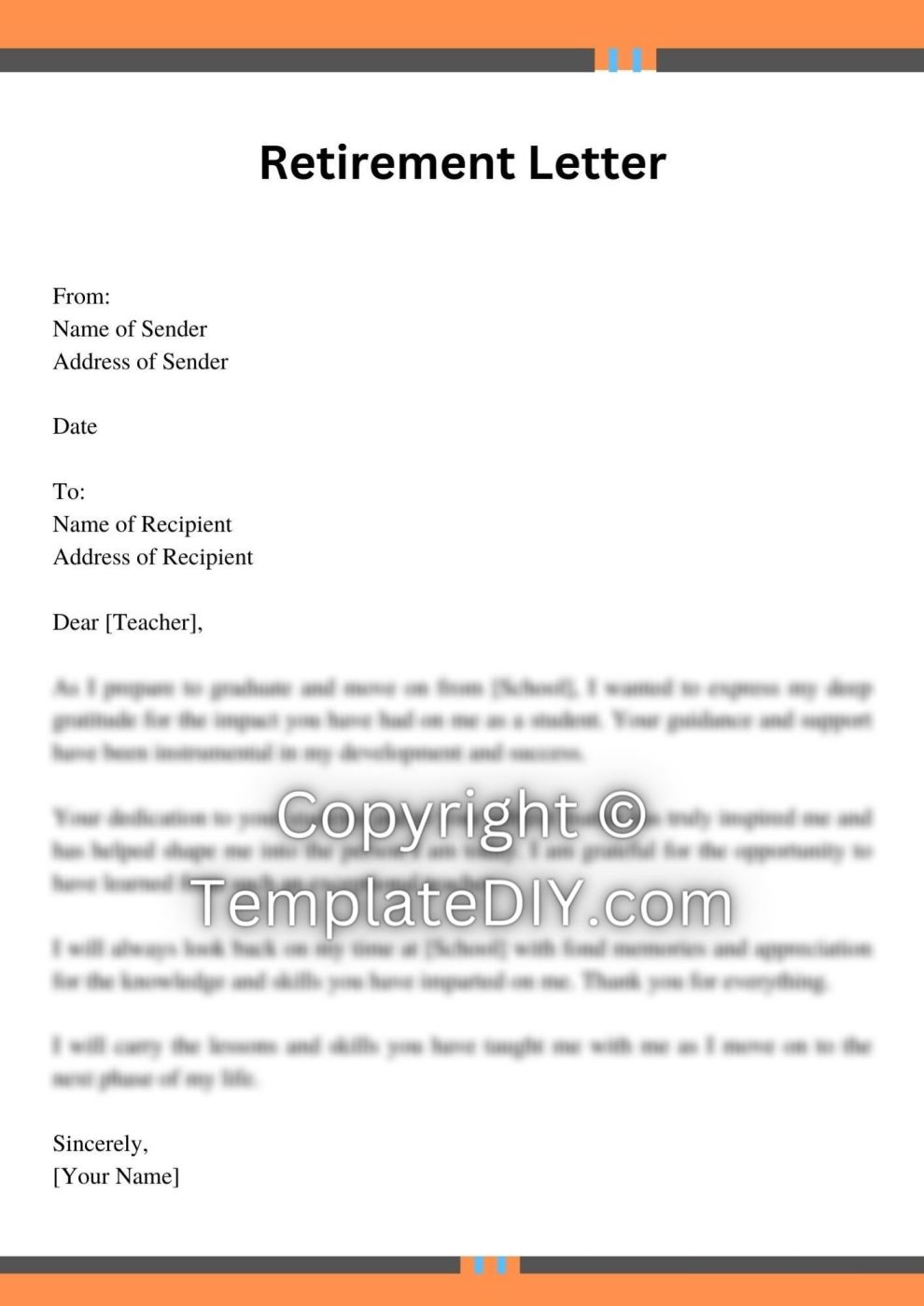 Retirement Letter to Teacher from Student Sample [Word]