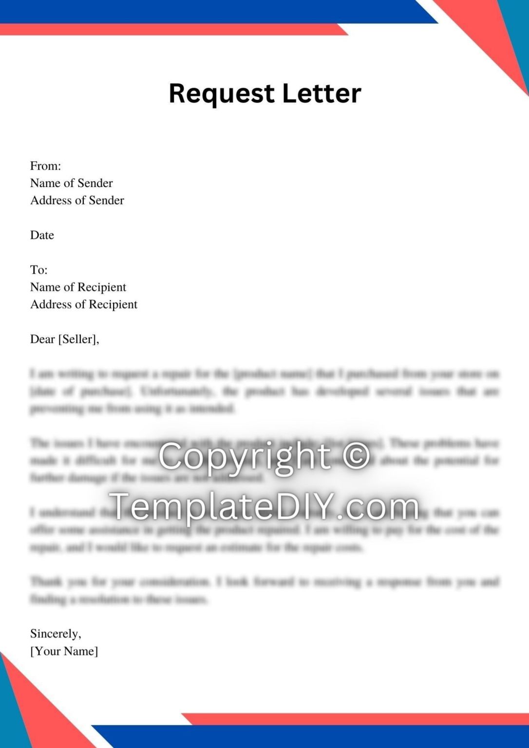 Repair Request Letter to Seller Template with Example [Word]