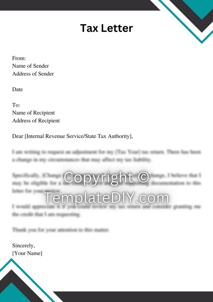 Tax Adjustment Letter Sample with Examples [Word Editable]