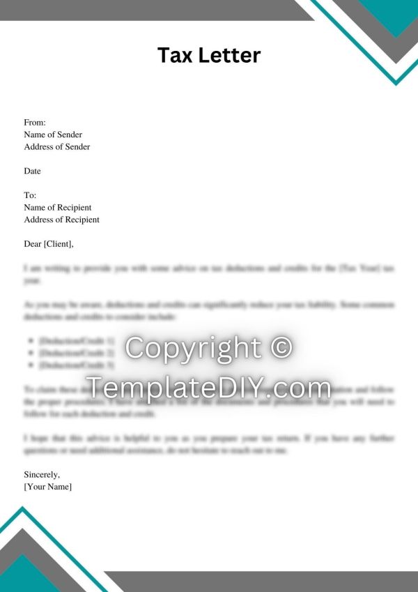 Tax Advice Letter Sample with Examples [Word Editable]