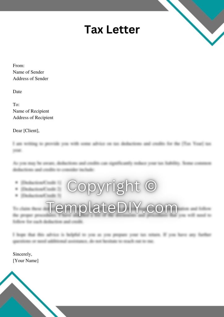 Tax Advice Letter Sample with Examples [Word Editable]