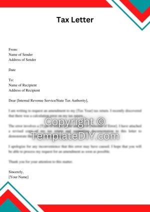 Editable Tax Amendment Letter Sample | Download Now