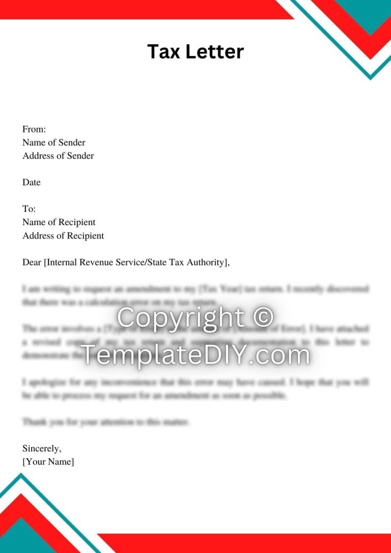 Editable Tax Amendment Letter Sample | Download Now