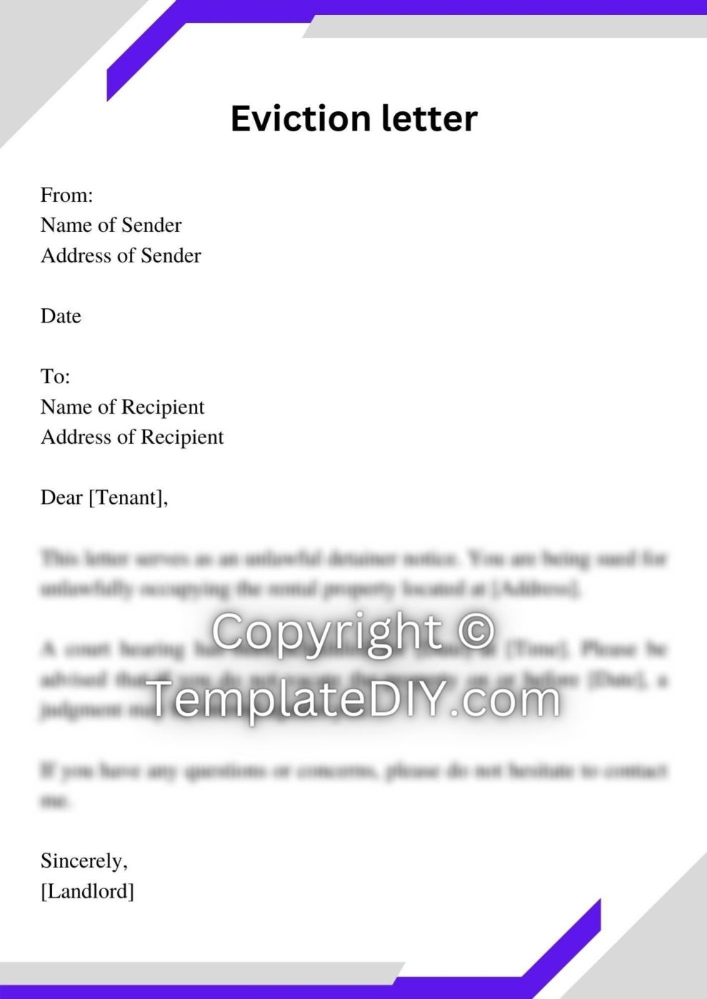 Tenant Eviction Letter Sample with Examples [Word]