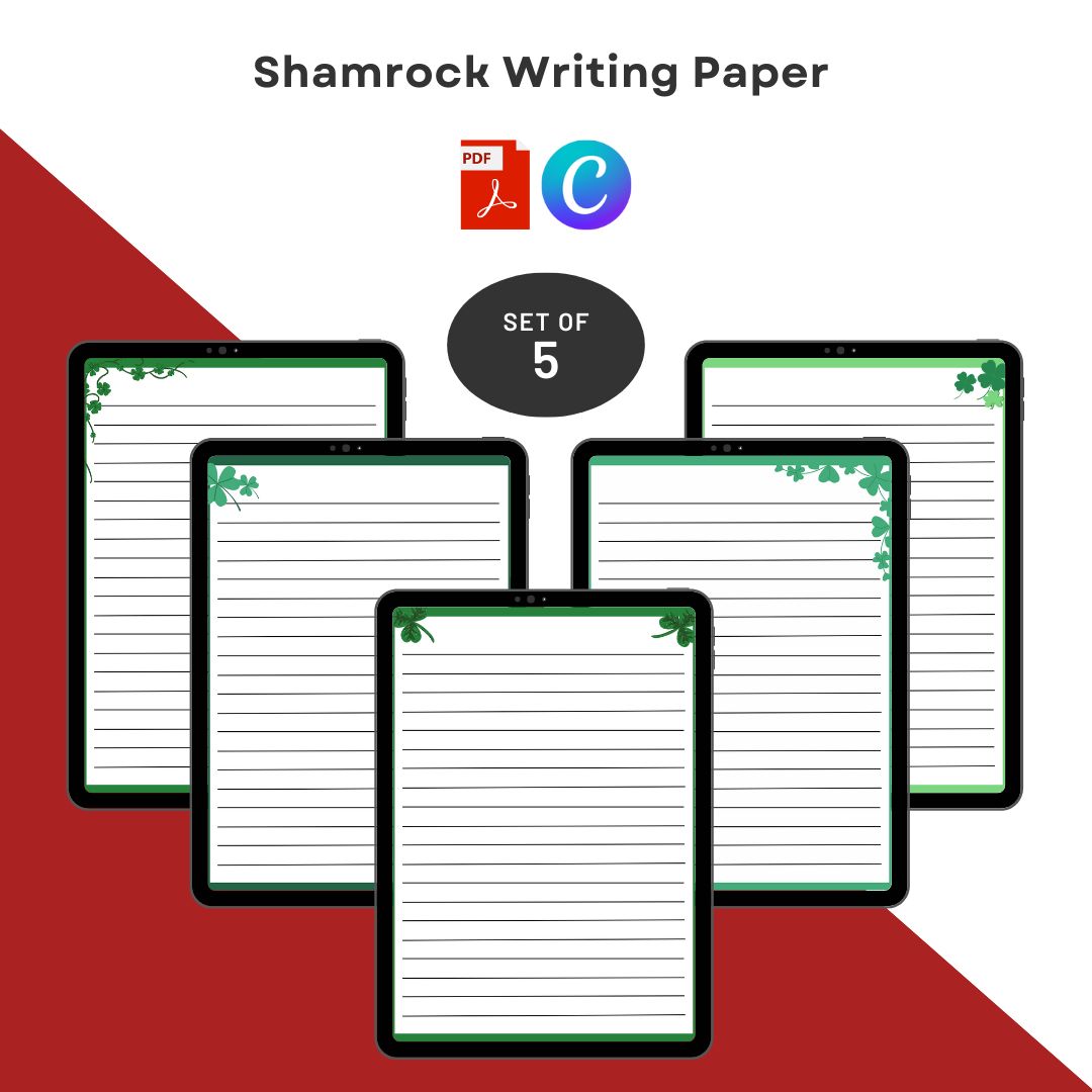 Shamrock Writing Paper Printable Template PDF, Word