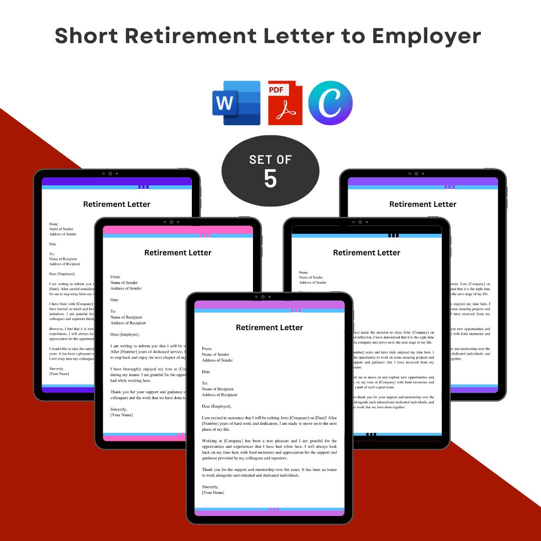 Short Retirement Letter to Employer Sample with Examples