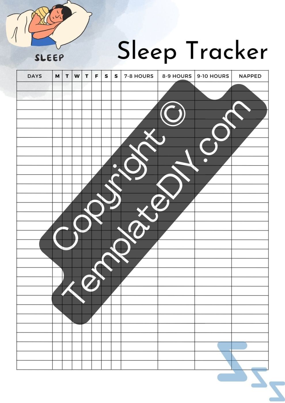 Sleep Tracker Excel Template Blank Printable PDF, Word