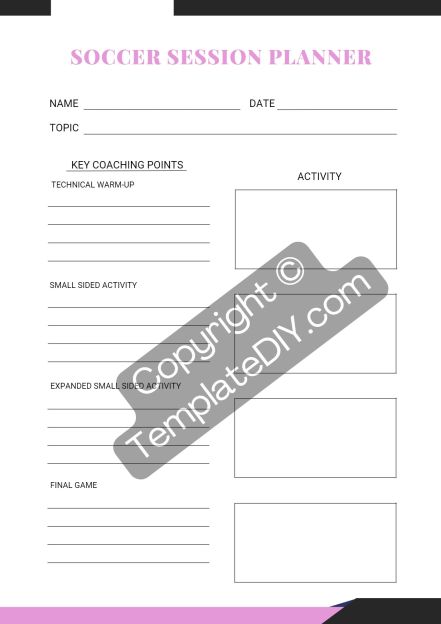 Soccer Session Planner Template Printable PDF, Word, Excel