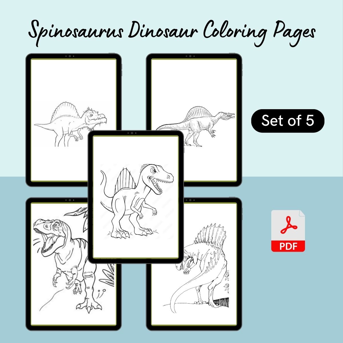 Spinosaurus Dinosaur Coloring Pages Template Printable PDF