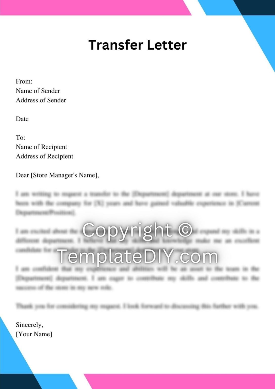 Store Transfer Request Letter Template | Download Example