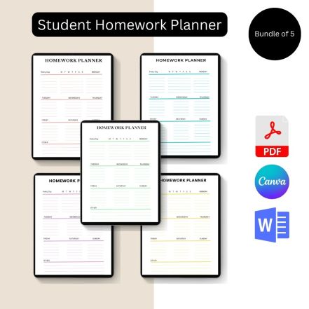 Student Homework Planner Template PDF, Word, Excel