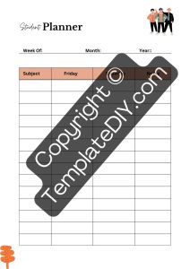 Student Study Planner Template Printable PDF, Word, Excel