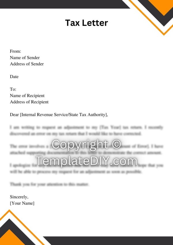 Tax Adjustment Letter Sample with Examples [Word Editable]