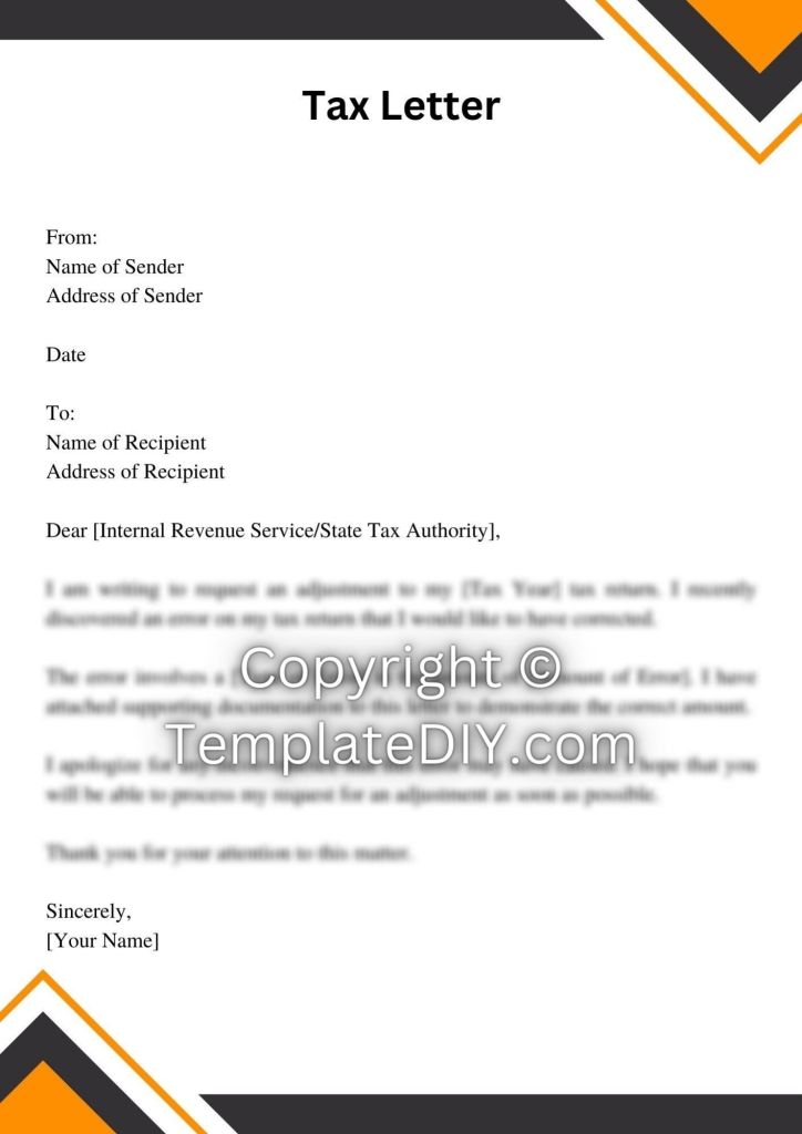 Tax Adjustment Letter Sample with Examples [Word Editable]