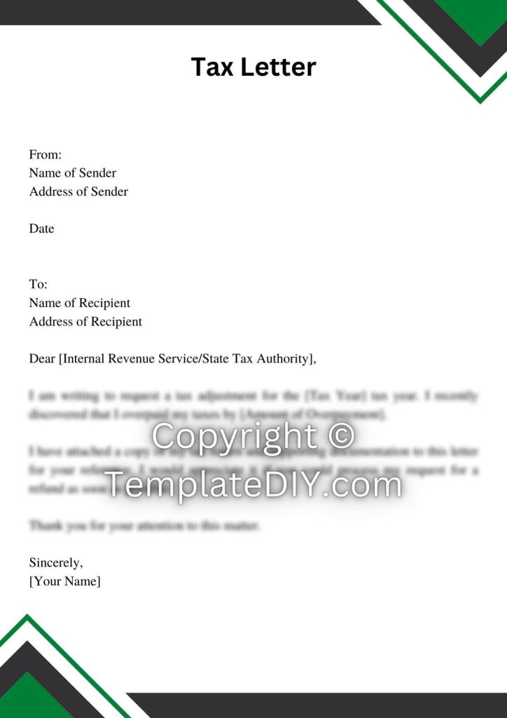 Tax Adjustment Letter Sample with Examples [Word Editable]