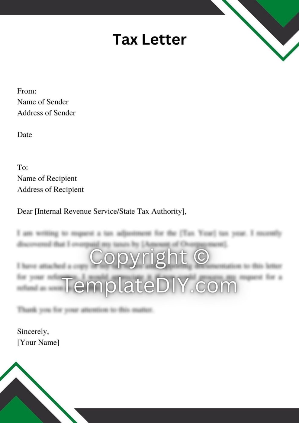 Tax Adjustment Letter Sample with Examples [Word Editable]