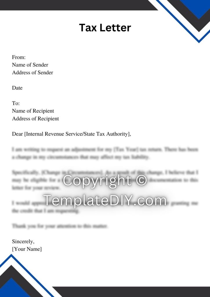 Tax Adjustment Letter Sample with Examples [Word Editable]