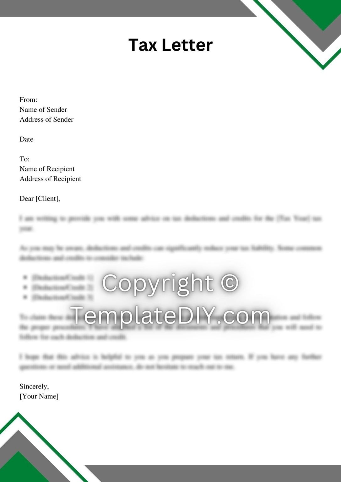 Tax Advice Letter Sample with Examples [Word Editable]