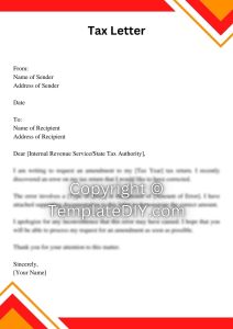 Editable Tax Amendment Letter Sample | Download Now