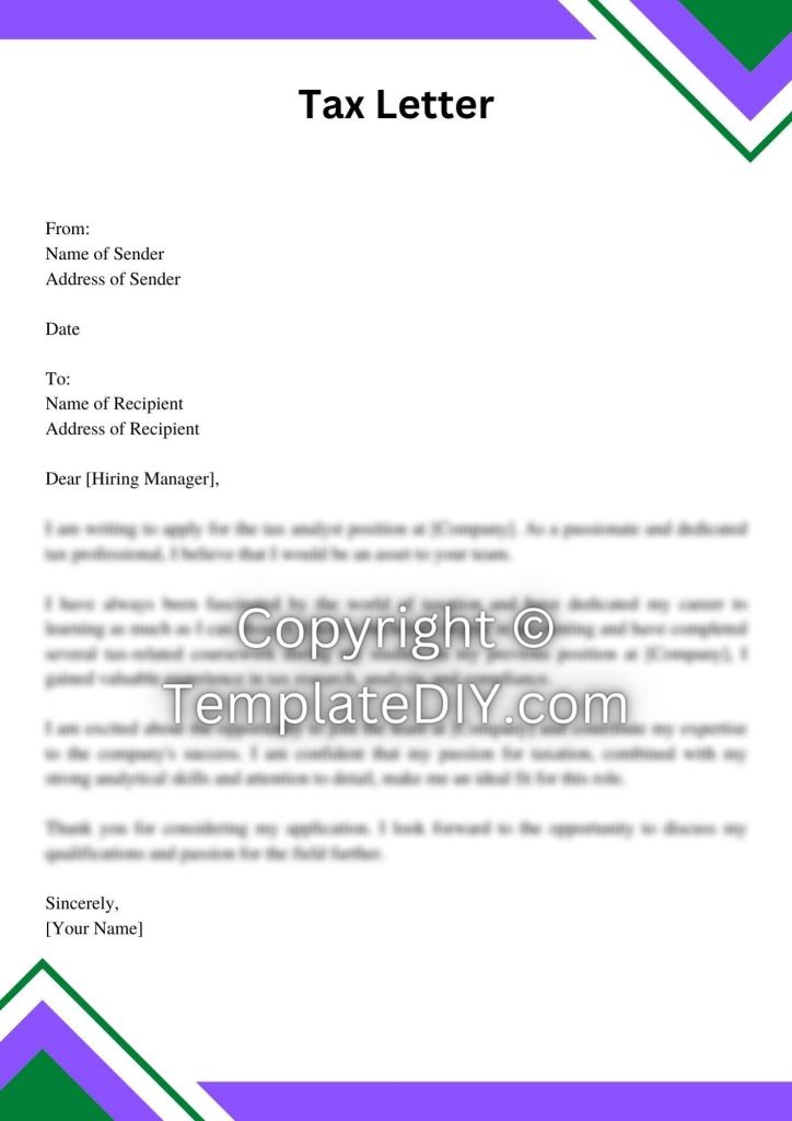 Tax Analyst Cover Letter Sample with Examples in Pdf & Word