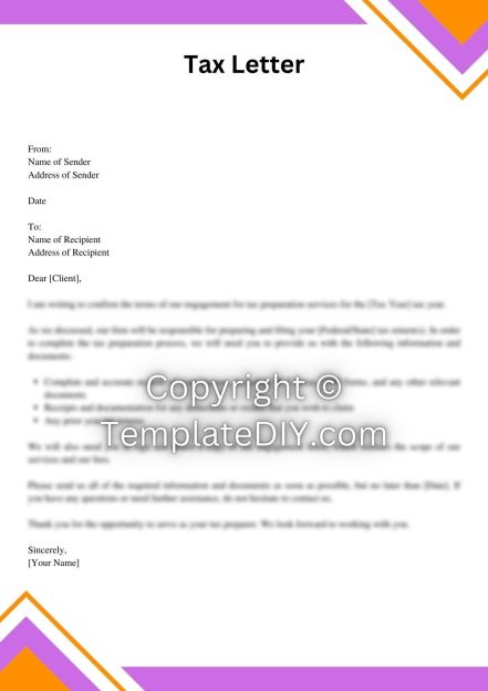 Tax Engagement Letter Sample with Examples [Word Editable]